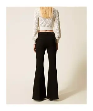 TWINSET Flared Leather Jeans - Black