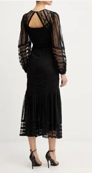 TWINSET Long Striped Lace Dress