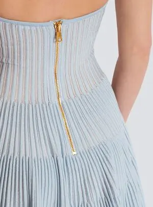 Balmain Textured Knit Halterneck A-line Dress - Blue