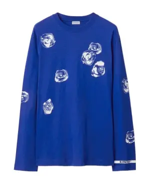 Burberry Round Collar And Long-sleeved T-shirt - Blue