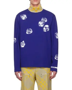 Burberry Round Collar And Long-sleeved T-shirt - Blue