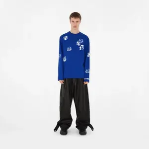 Burberry Round Collar And Long-sleeved T-shirt - Blue