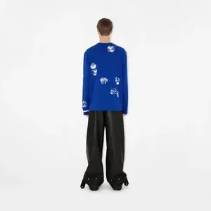Burberry Round Collar And Long-sleeved T-shirt - Blue