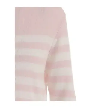Bruno Manetti Striped Cashmere Crew Neck Knitwear - Pink