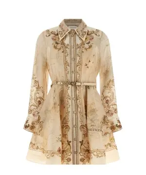 Zimmermann Memento Printed Belted Shirt Dress