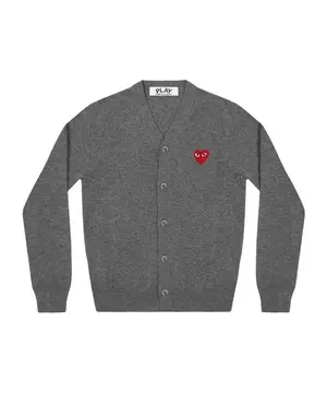Play Comme Des Garcon V-neck Cardigan - Grey