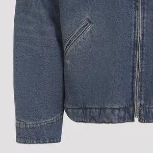 Carhartt Work In Progress Denim Zip-up Jacket With Logo Patch - Gray