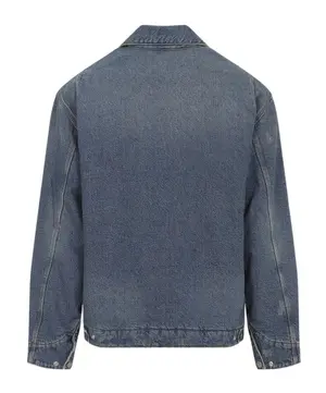 Carhartt Work In Progress Denim Zip-up Jacket With Logo Patch - No