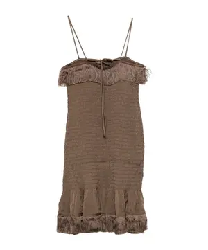 BY MALENE BIRGER Spaghetti Strap Dress With Fringed Hem And Tie Detail