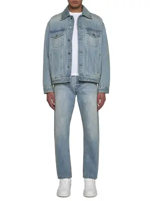 Valentino Garavani Buttoned Long Sleeve Denim Jacket - Gray