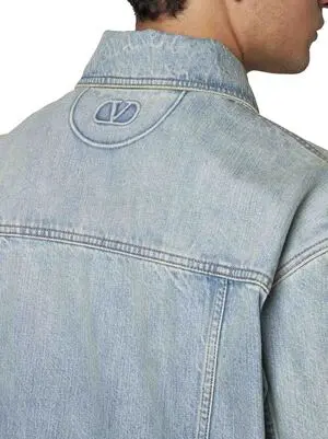 Valentino Garavani Buttoned Long Sleeve Denim Jacket - Gray
