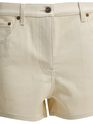 Valentino Garavani Vgold Logo Patch Denim Shorts - Ivory