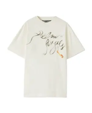 Palm Angels Logo Printed Crewneck T-shirt - White
