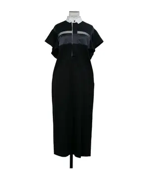 Sacai Short Sleeve Collared Dress With Side Pockets