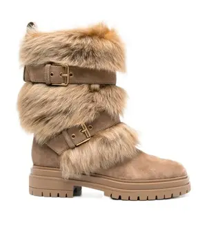 GIANVITO ROSSI Maverick Buckle Detailed Biker Boots - Camel