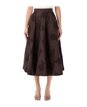 ROTATE BY BIRGER CHRISTENSEN Floral Embroidered Midi Skirt