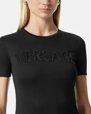 Versace Embellished Logo Crewneck T-shirt