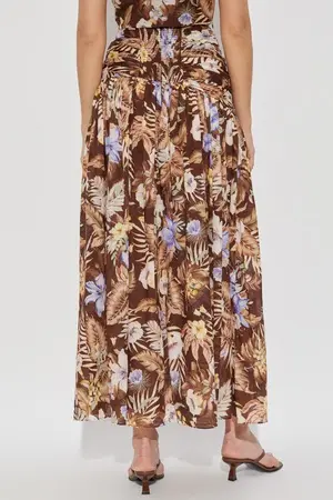 Zimmermann Floral Print Maxi Skirt With Bow Detail