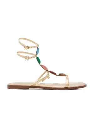 GIANVITO ROSSI Embellished Flat Sandals - Nude