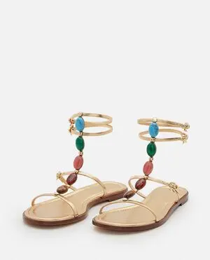 GIANVITO ROSSI Embellished Flat Sandals - Nude