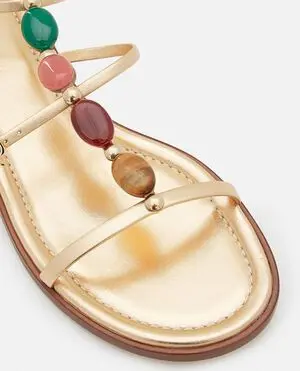 GIANVITO ROSSI Embellished Flat Sandals - Nude