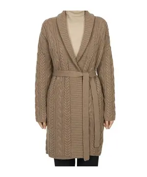Max Mara Long-sleeved Cardigan With Waist Tie