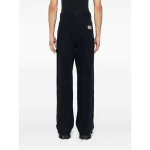Dolce & Gabbana Logo Plaque Cotton Straight Trousers