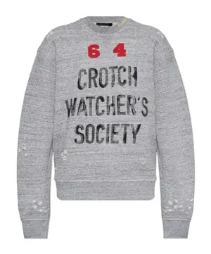Dsquared2 Slogan Printed Crewneck Distressed Sweatshirt