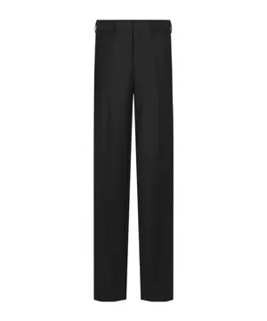 Dior Pleated Straight Leg Trousers - Black