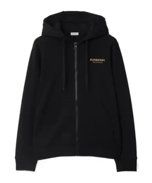 Burberry Cotton Zip Hoodie With Printed Logo