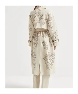 Brunello Cucinelli Herbarium Embroidered Trench Coat
