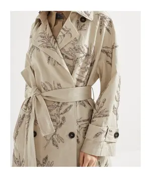 Brunello Cucinelli Herbarium Embroidered Trench Coat