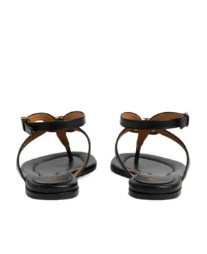 Gucci Double G Leather Thong Sandals