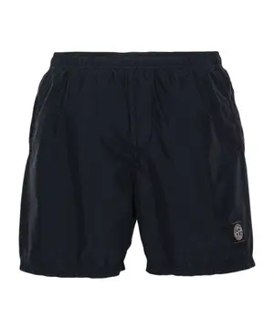 Stone Island Logo Patch Swim Shorts - Blue