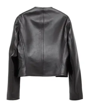 Alaïa Collarless Long Sleeve Leather Jacket