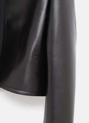 Alaïa Collarless Long Sleeve Leather Jacket