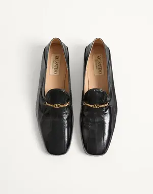 Valentino Garavani Patent Leather Vlogo Chain Loafers