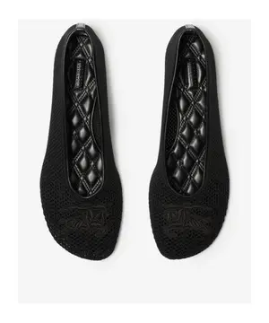 Burberry Mesh Detailed Ballerina Flats - Black