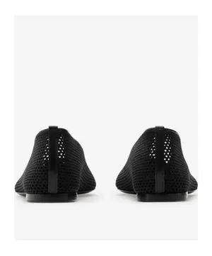 Burberry Mesh Detailed Ballerina Flats - Black