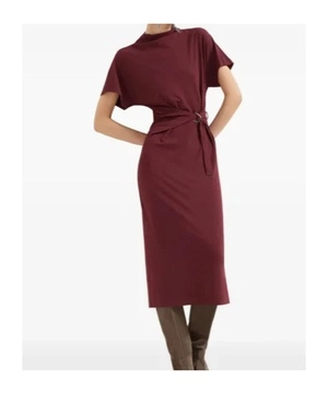 Brunello Cucinelli Belted Midi Dress - Red