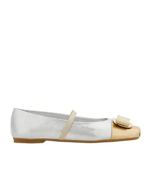 FERRAGAMO Vara Bow Ballet Flats - Silver