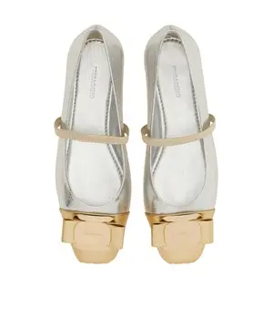 FERRAGAMO Vara Bow Ballet Flats - Silver