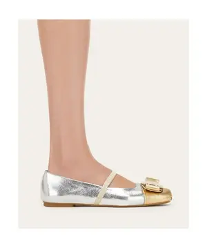 FERRAGAMO Vara Bow Ballet Flats - Silver