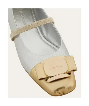 FERRAGAMO Vara Bow Ballet Flats - Silver