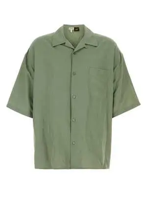 Loewe Short Sleeve Shirt In Viscose And Linen - Green