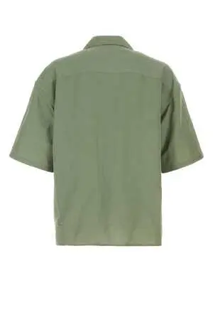 Loewe Short Sleeve Shirt In Viscose And Linen - Green