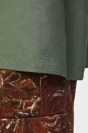 Loewe Short Sleeve Shirt In Viscose And Linen - Green