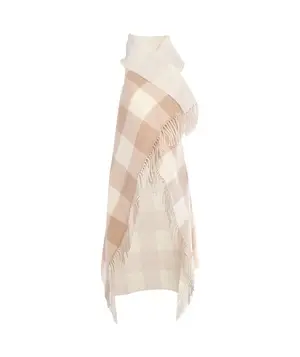 DONDUP Checked Fringed-edge Cape - Nude