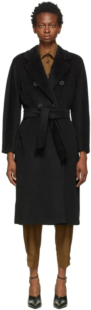 Max Mara Madame Double-breasted Belted Coat - Black