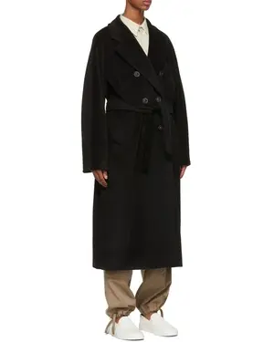 Max Mara Madame Double-breasted Belted Coat - Black
